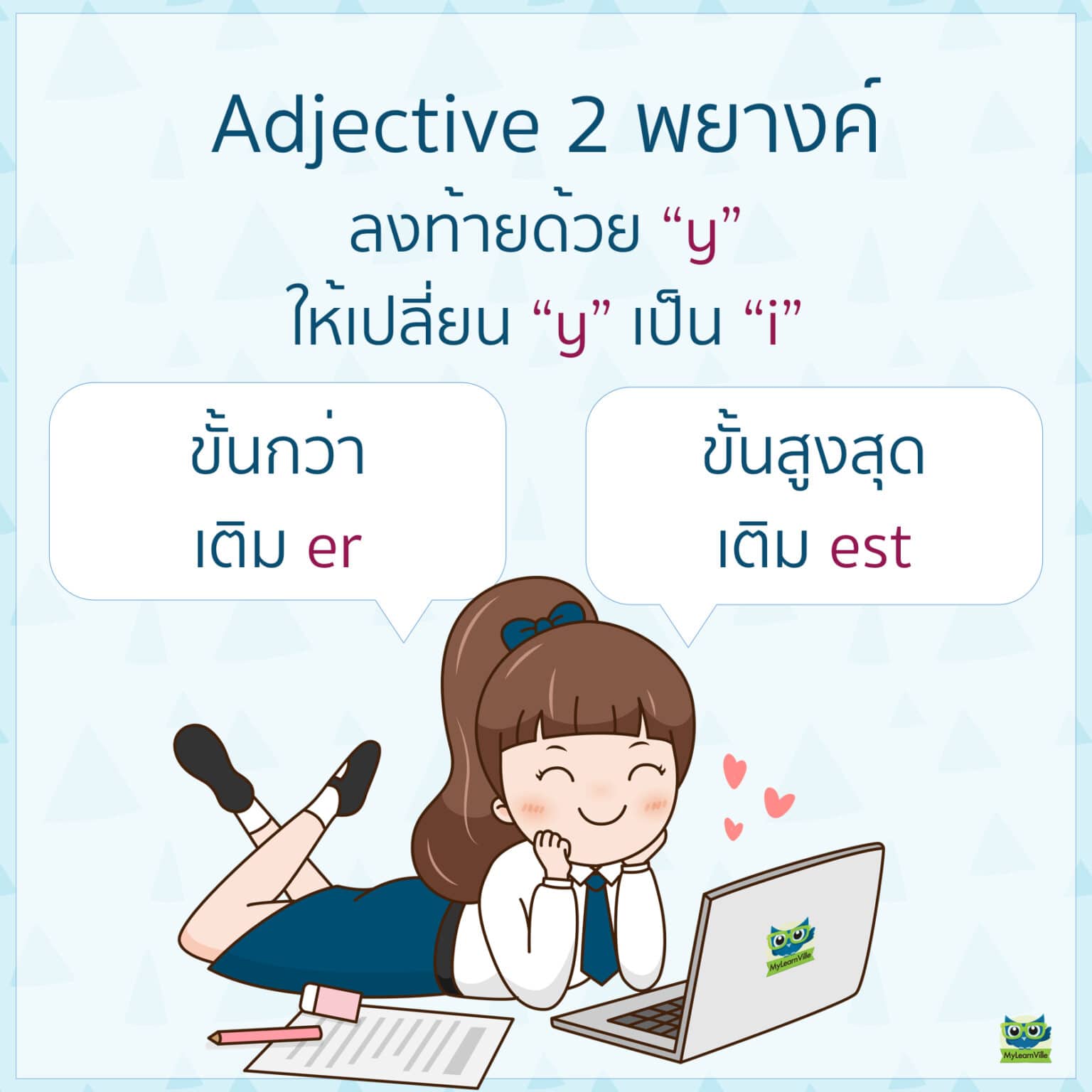 200 Adjectives / Adverbs - ขั้นกว่า ขั้นสูงสุด - MyLearnVille